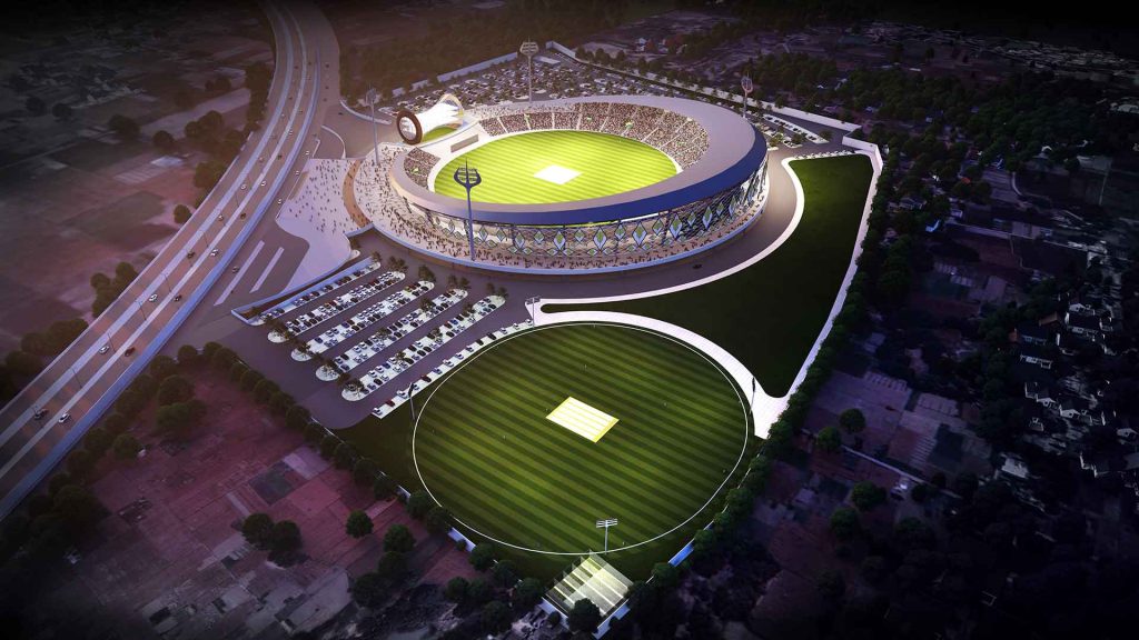 International Cricket Stadium, Varanasi - Collage Design