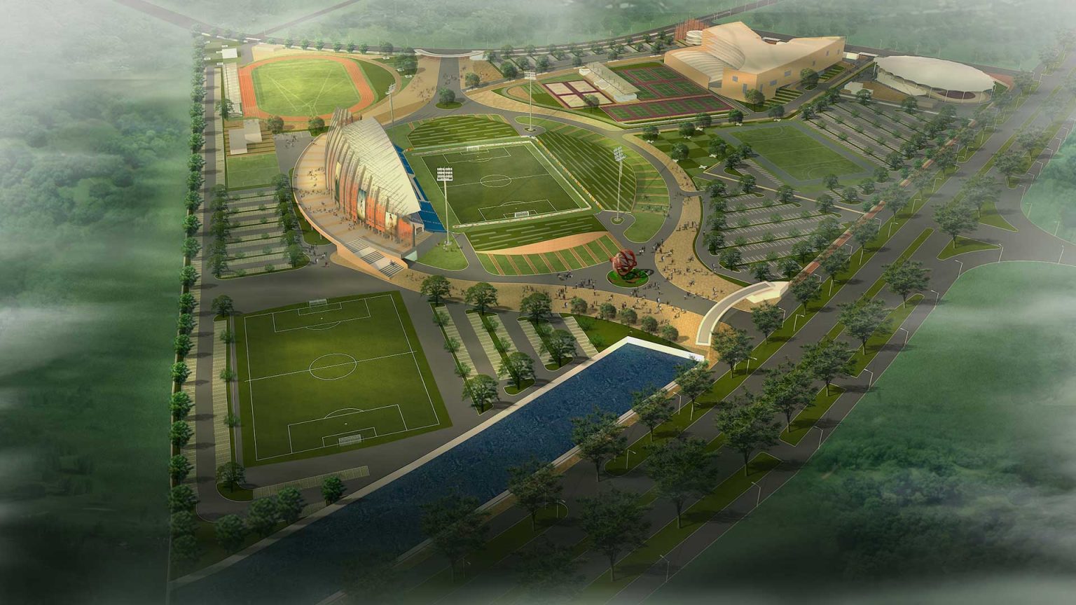 DDA Integrated Sports Complex, New Delhi – Collage Design